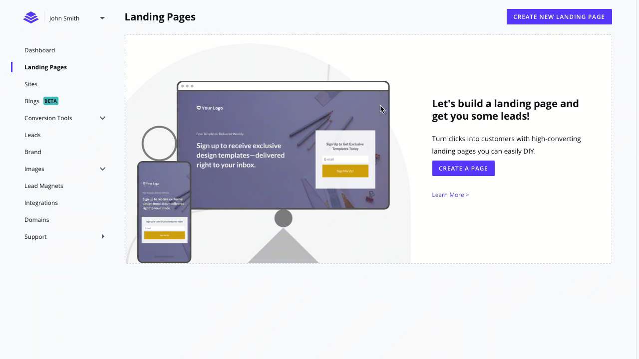 Build a landing page – Leadpages Knowledge Base